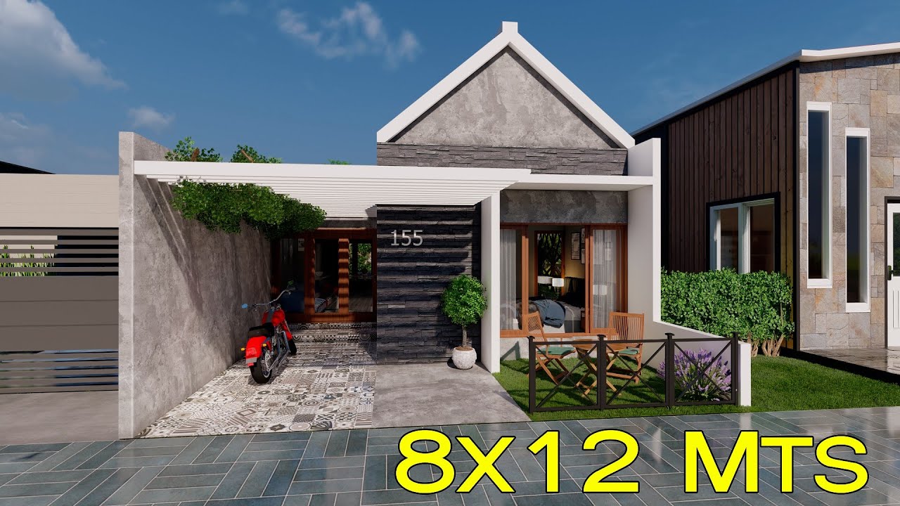 Plano de casa de 70 metros cuadrados con 2 dormitorios | Casa de 8x12 ...