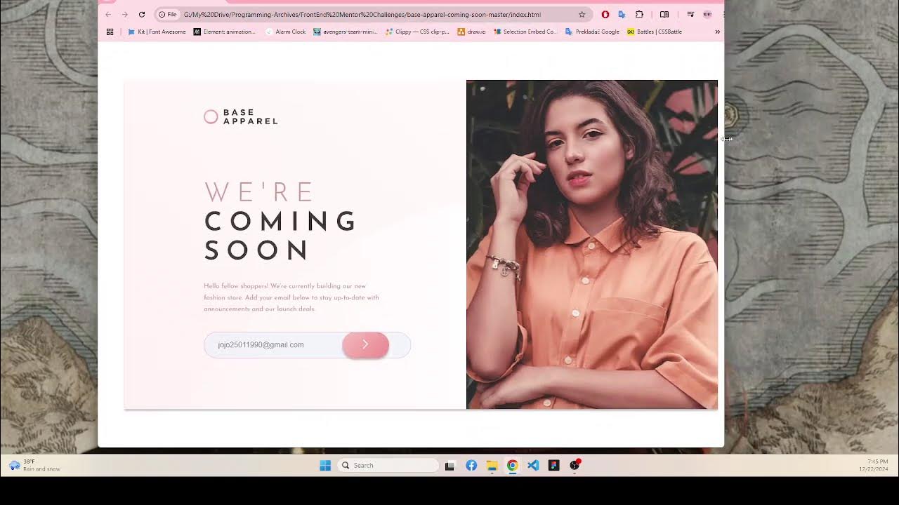 Base Apparel coming soon page. Frontend Mentor Challenge. - YouTube