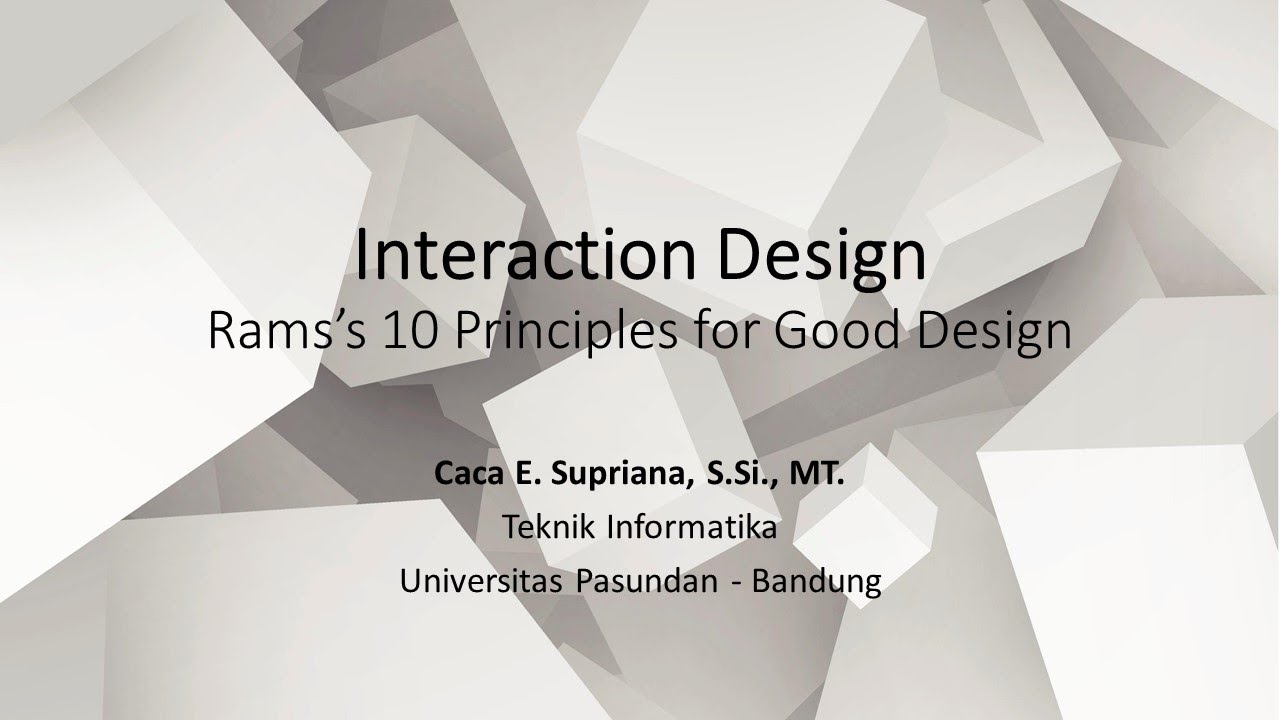 Interaction Design : Rams’s 10 Principles for Good Design - YouTube