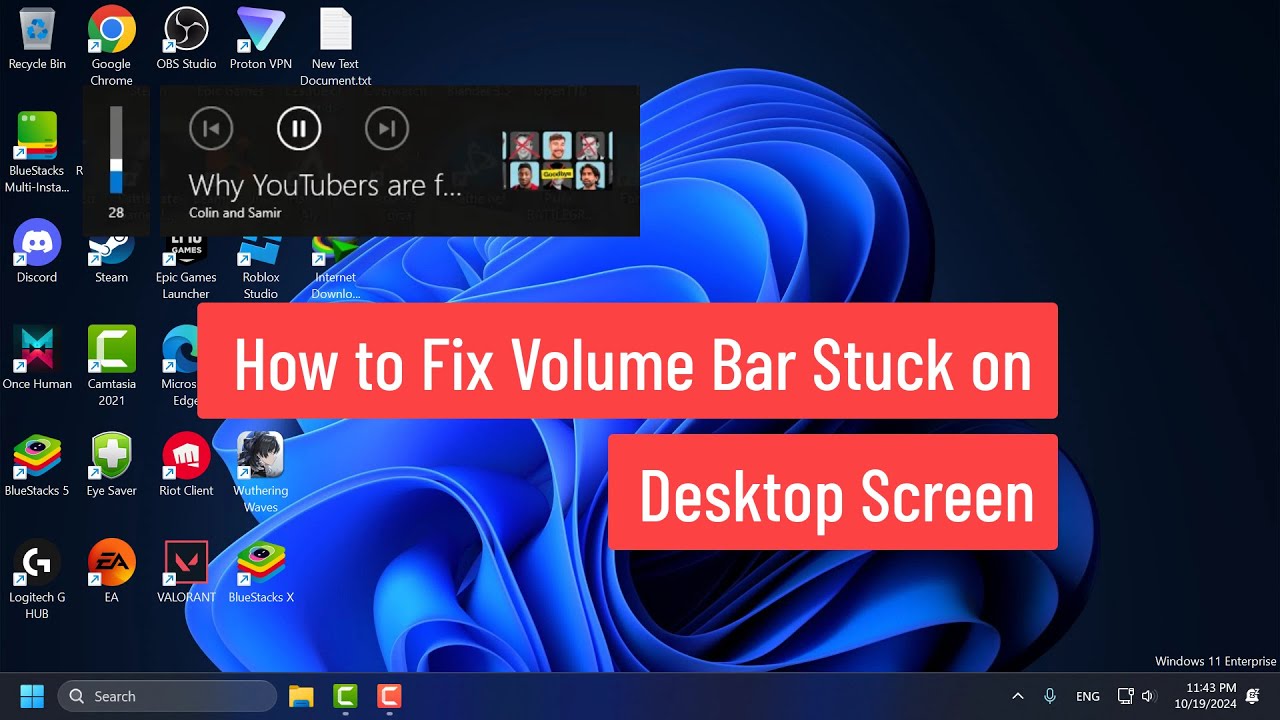 How to Fix Volume Bar Stuck on Desktop Screen in Windows 10/11 - YouTube
