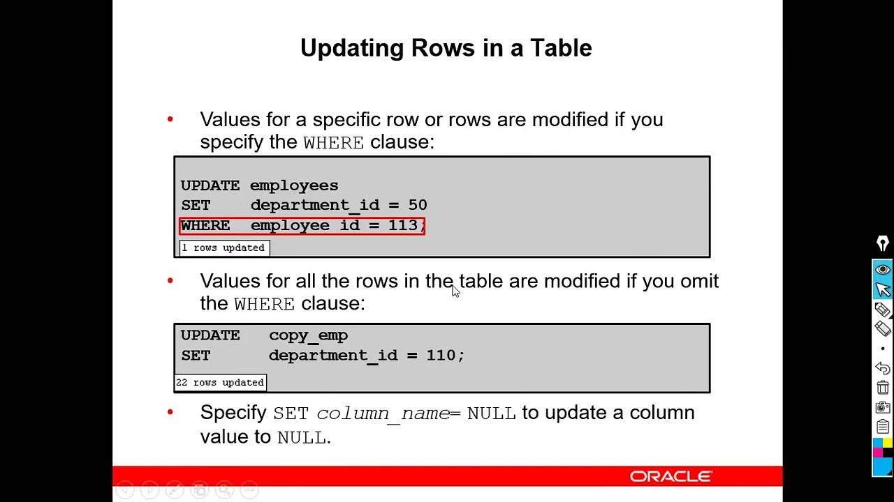 DB Oracle Lab lec8_1 update and delete - YouTube