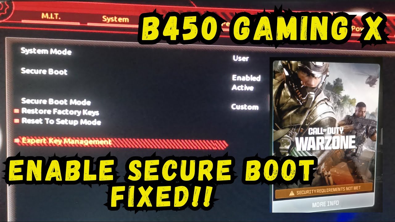 How to enable Secure Boot on GIGABYTE B450 Gaming X Motherboard to play ...