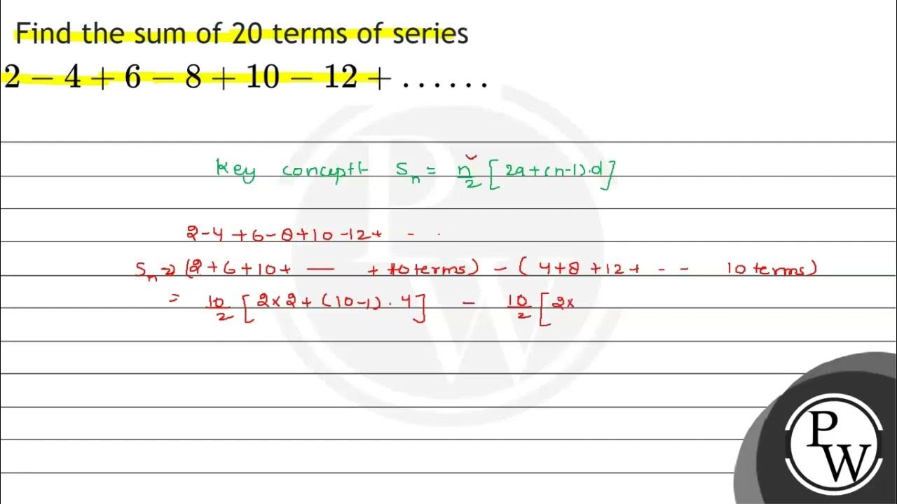 Find the sum of 20 terms of series \( 2-4+6-8+10-12+\ldots \ldots ...