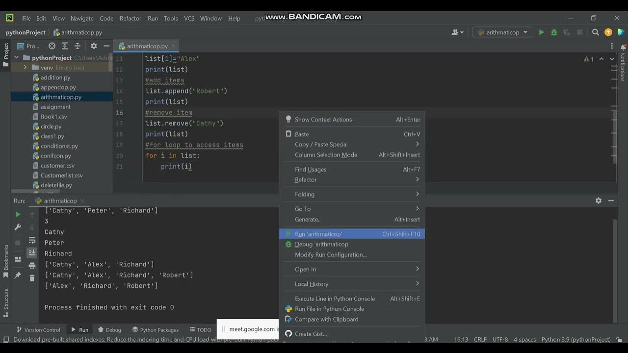 List in Python Pycharm - YouTube