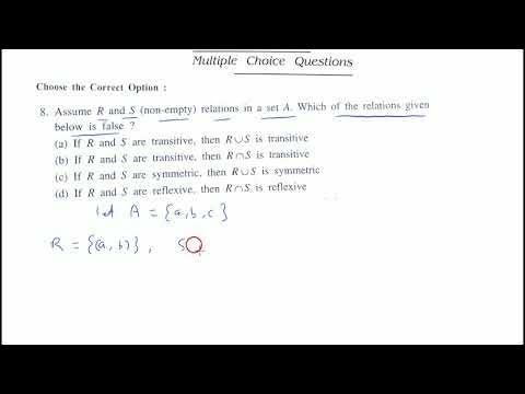 Assume R and S (non-empty) relations in a set A. Which of the relations given below is false ?(a ...
