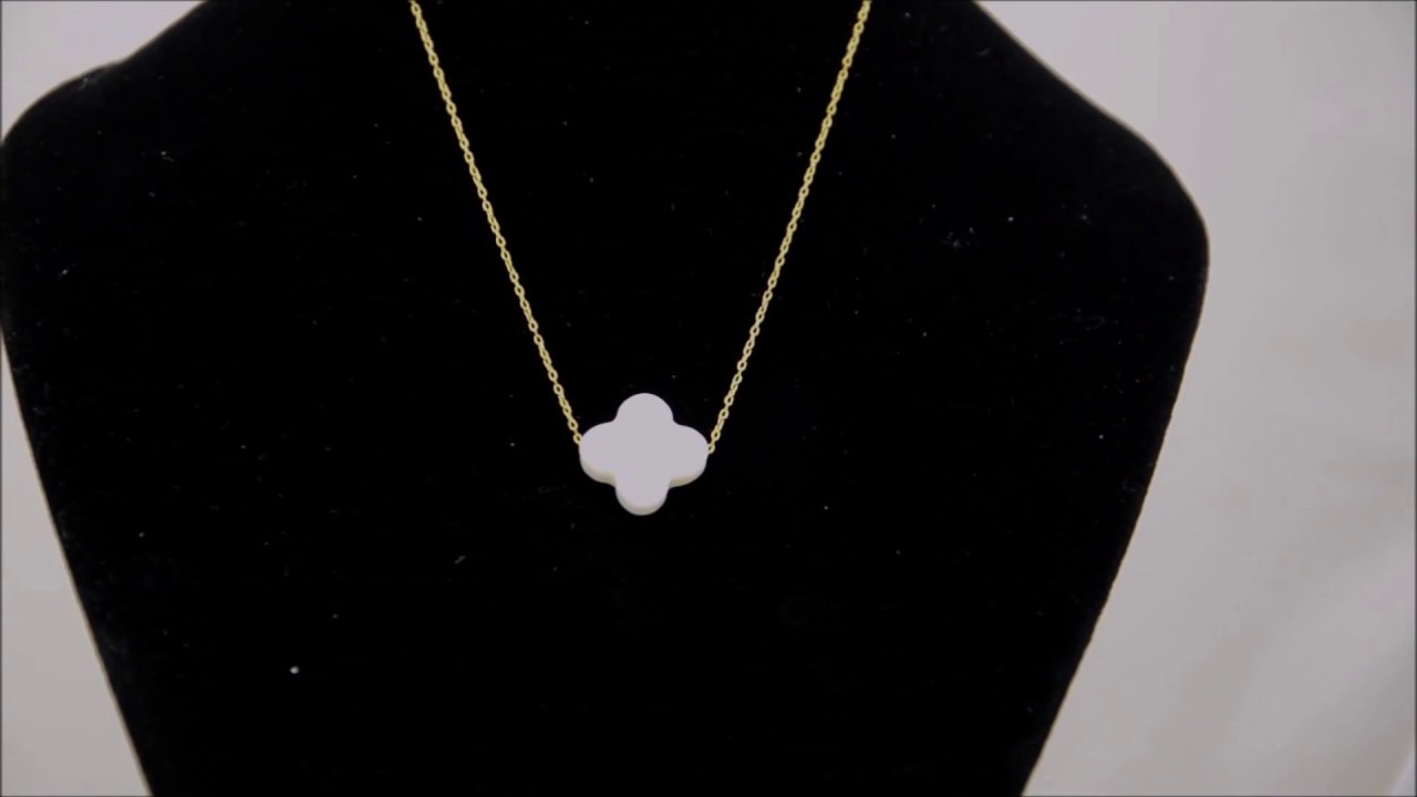 Vera Perla 18K Gold Plum Flower Shape Mother of Pearl Necklace - YouTube