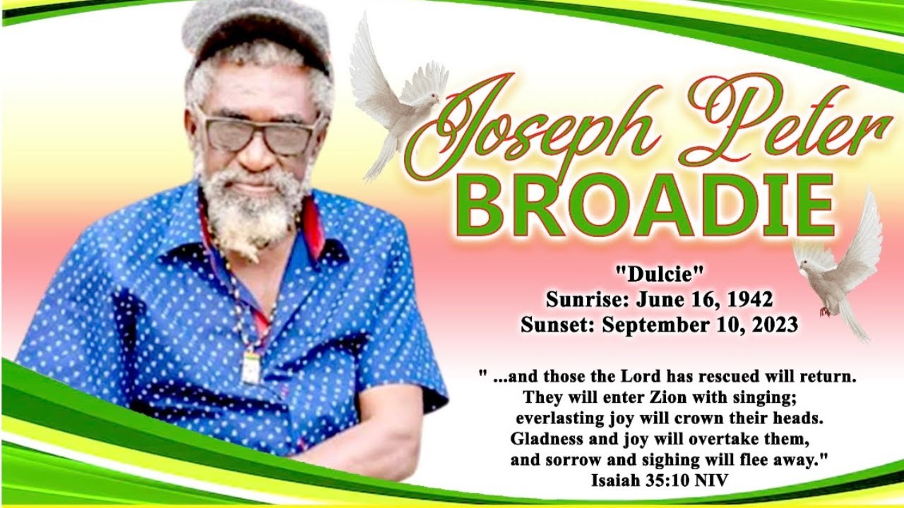 Celebrating the Life of Joseph Peter Broadie "Dulcie" - YouTube