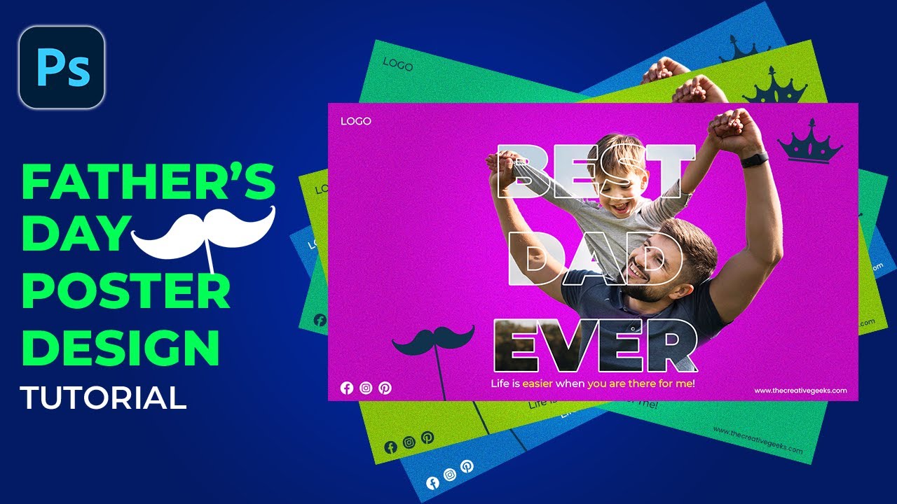 Eye-catchy Father's Day Poster Design Tutorial | Happy Father's Day ...