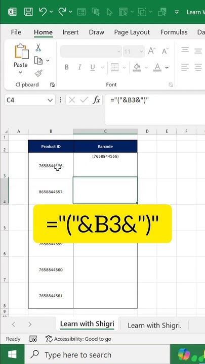 Barcode in Ms Excel #smartexcel #microsoftexcel #exceltips #exceltech #excelms - YouTube