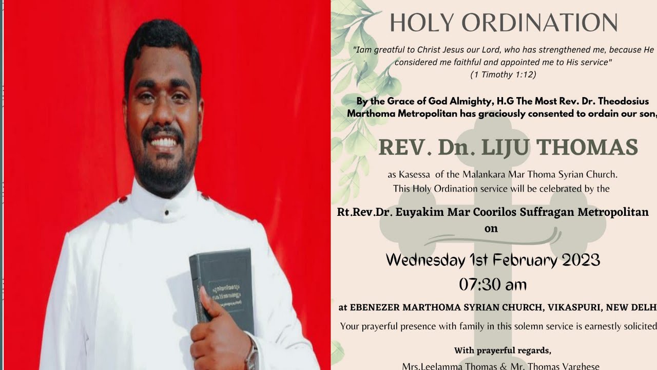 #kassesaordination KASSESA ORDINATION | Rev.Dn Liju Thomas - YouTube