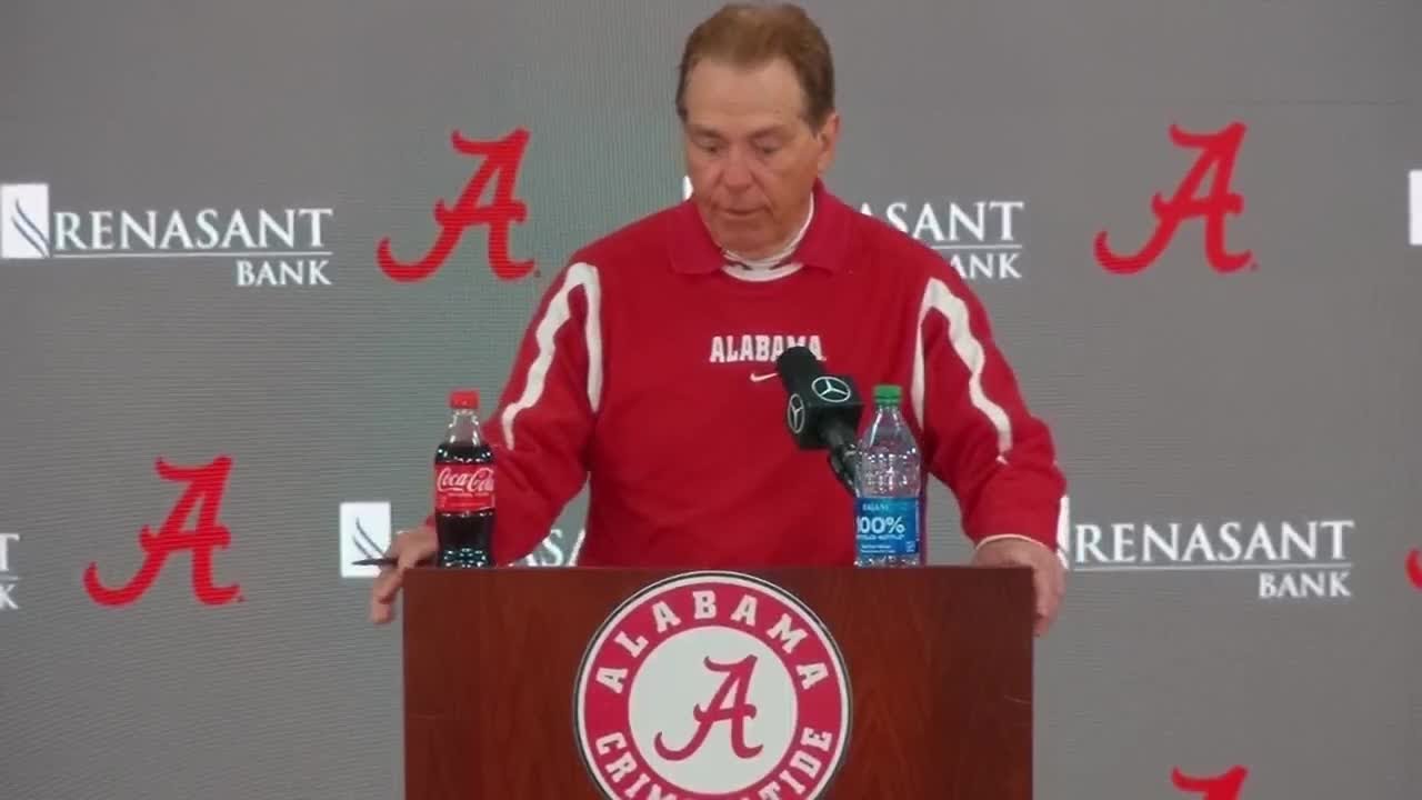 Alabama Coach Nick Saban on new season, Tony Mitchell - YouTube