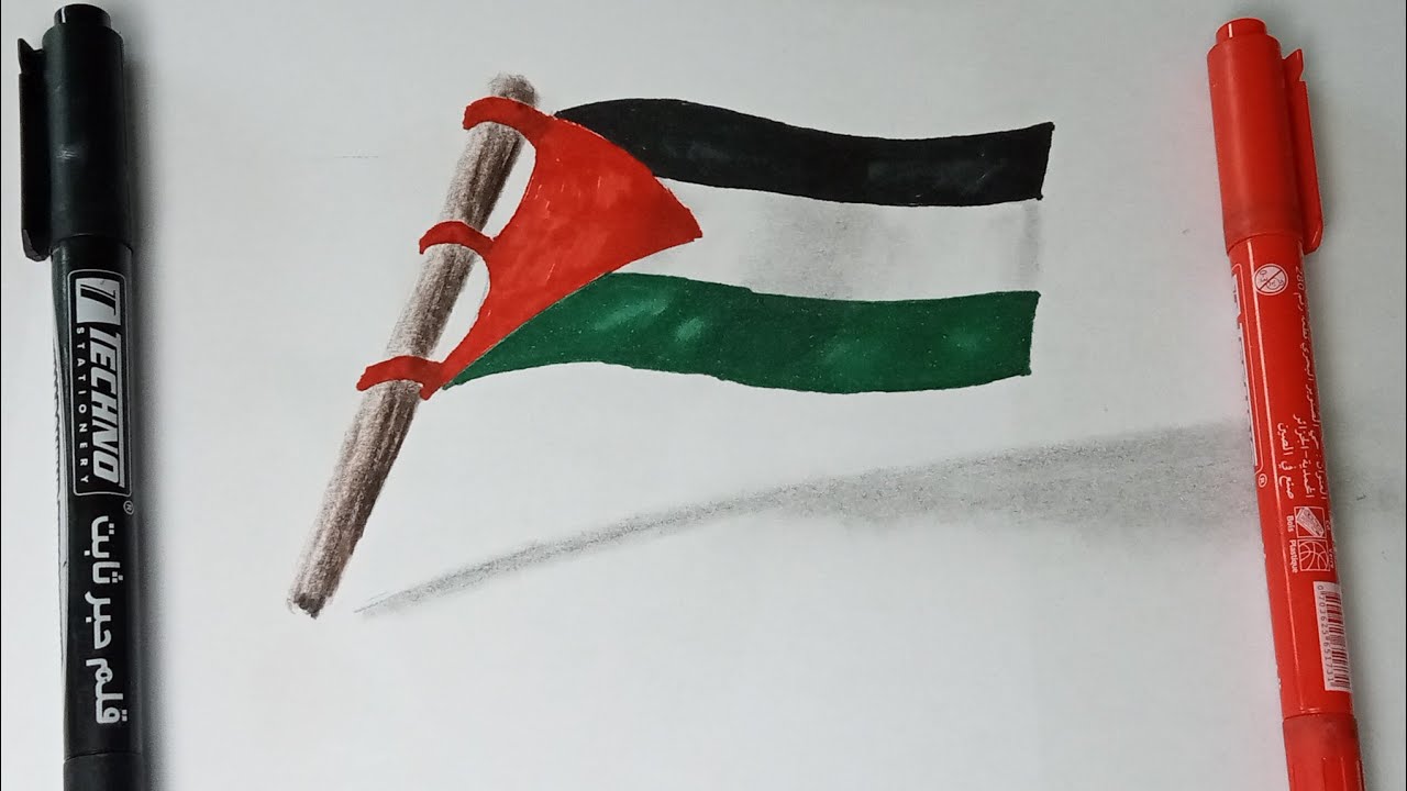 رسم علم فلسطين رسم عن فلسطين سهل جدا رسم سهل رسم معبر عن فلسطين تعليم الرسم Youtube