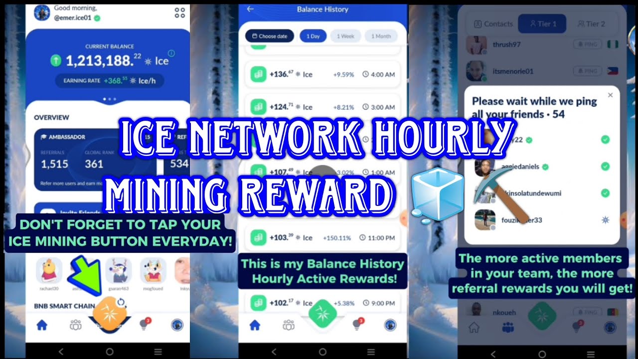 Ice Network Hourly Mining Reward | Don't Forget to Tap the Ice Mining ...