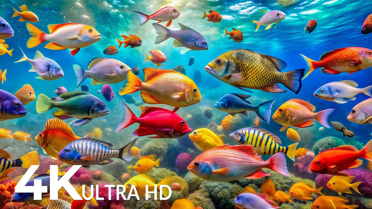AQUARIUM 4K (ULTRA HD) - Beautiful Fish Swimming & Colorful Sea Life ...