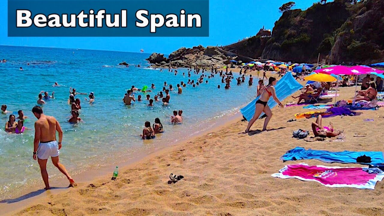 Beach Walk Spain - Beautiful Beach - Costa Brava - August 2022 - YouTube