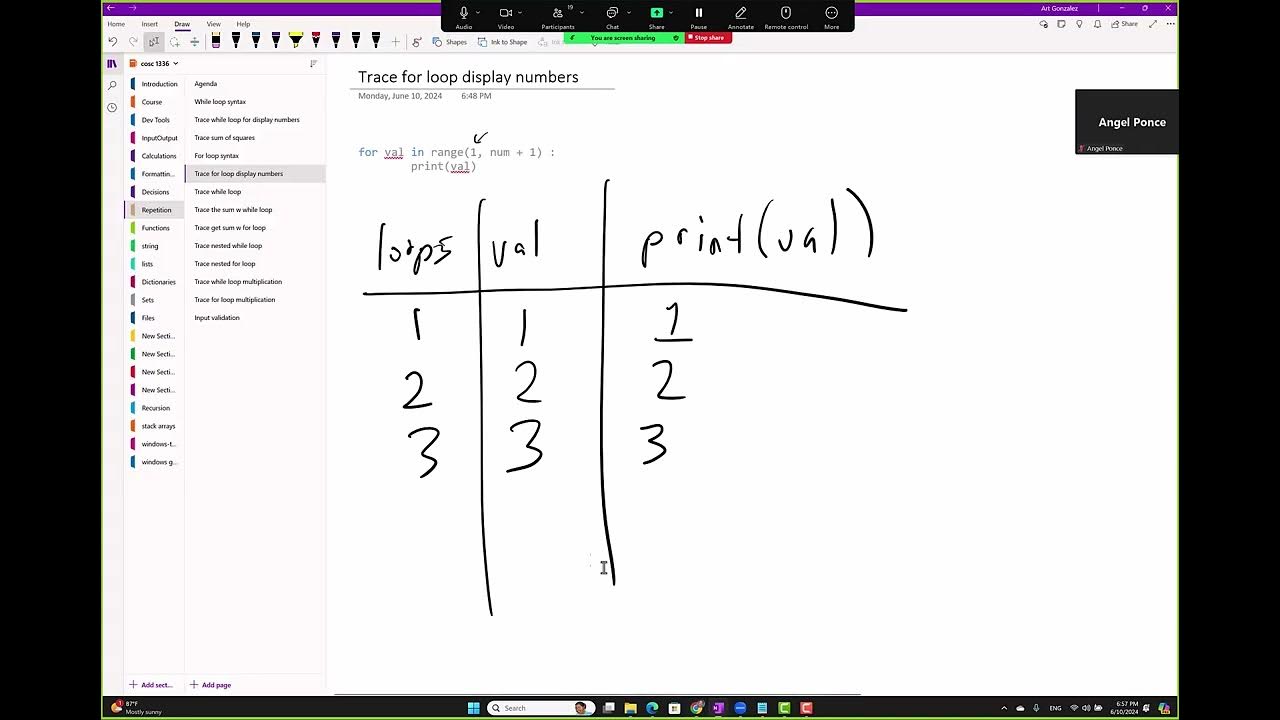 061024 COSC 1336 Python for range sum of squares - YouTube