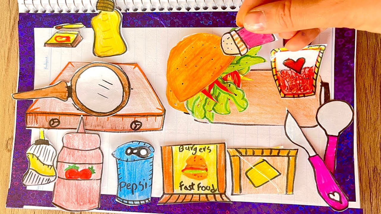 [ paper diy ] make paper cooking Burger | paperdiy play | asmr | 종이 놀이 ...