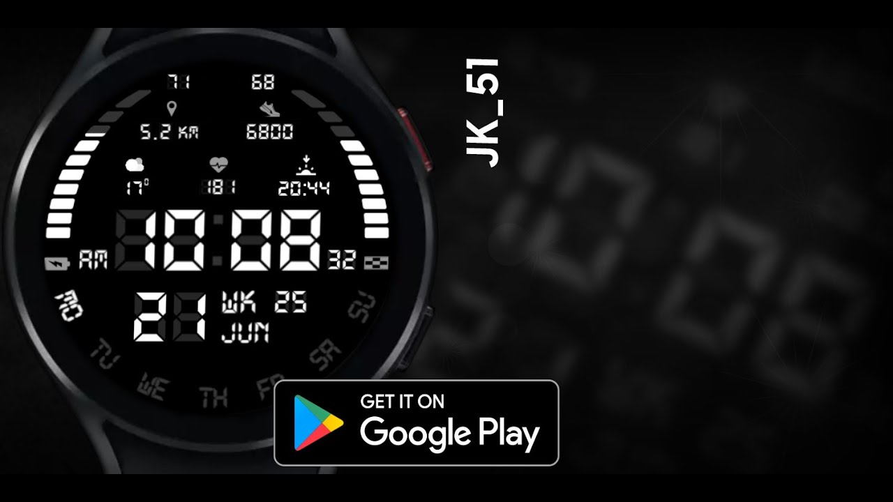 JK_51 Digital [Multilingual Multicolor] Watch Face WEAR OS - YouTube