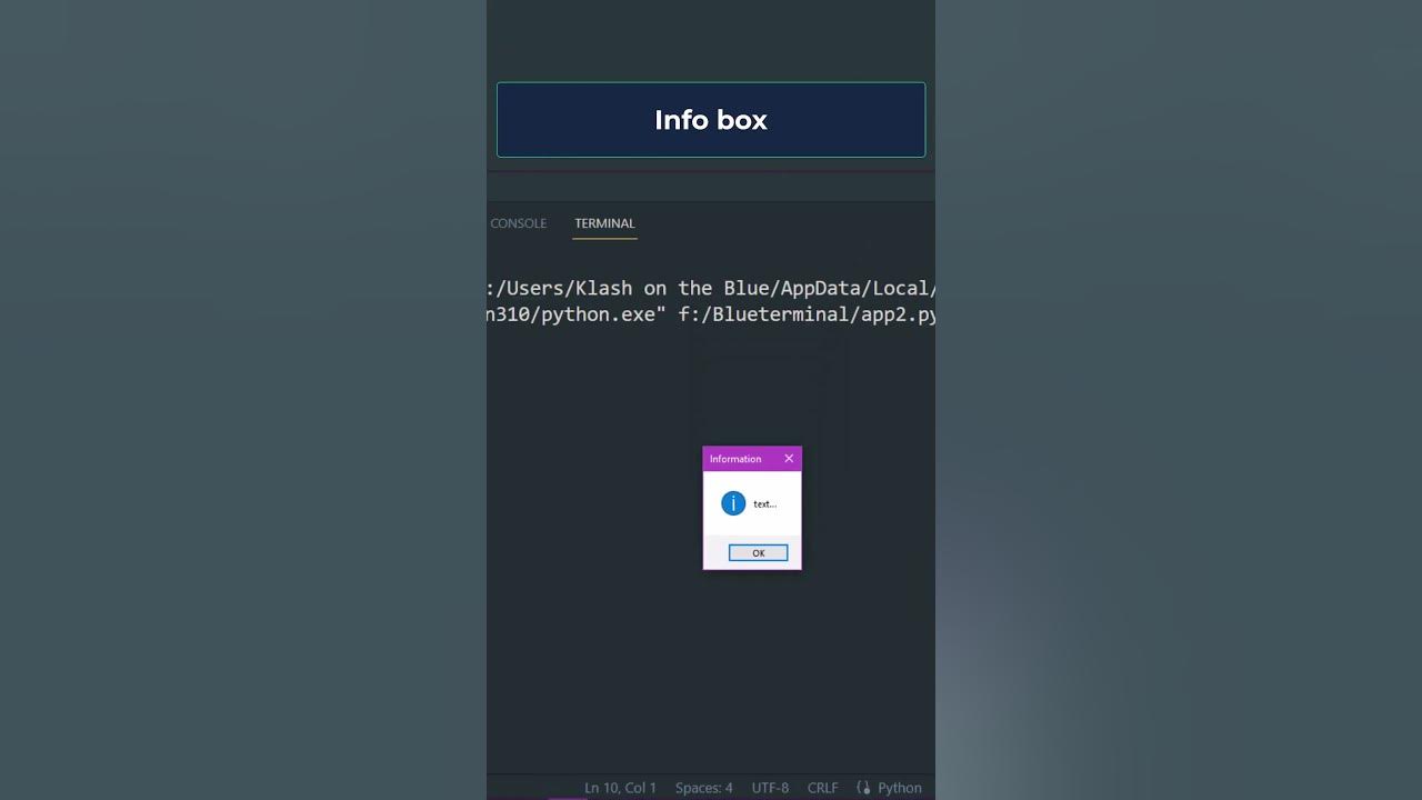 Python Tkinter messages box #shorts #python #programming - YouTube