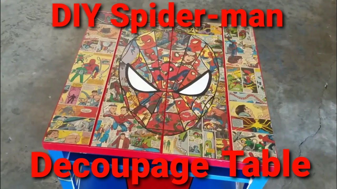 DIY Spider-man Decoupage Table - YouTube