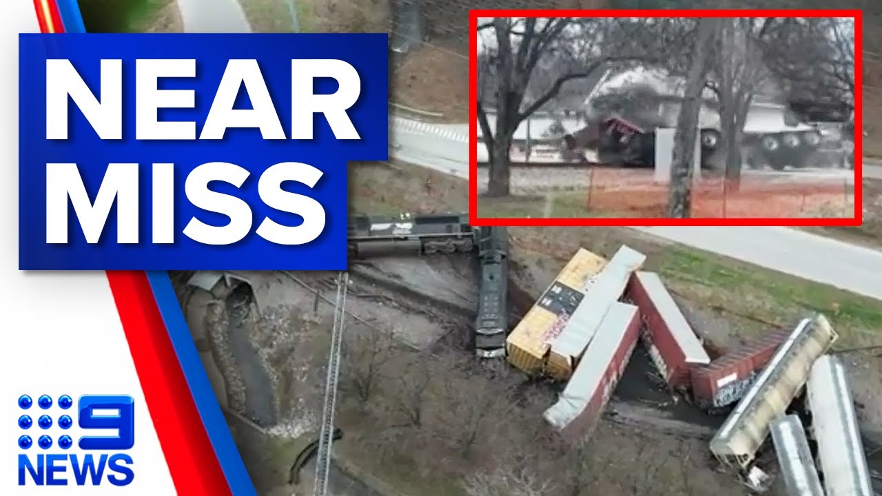 Shocking footage of freight train smashing through truck | 9 News ...