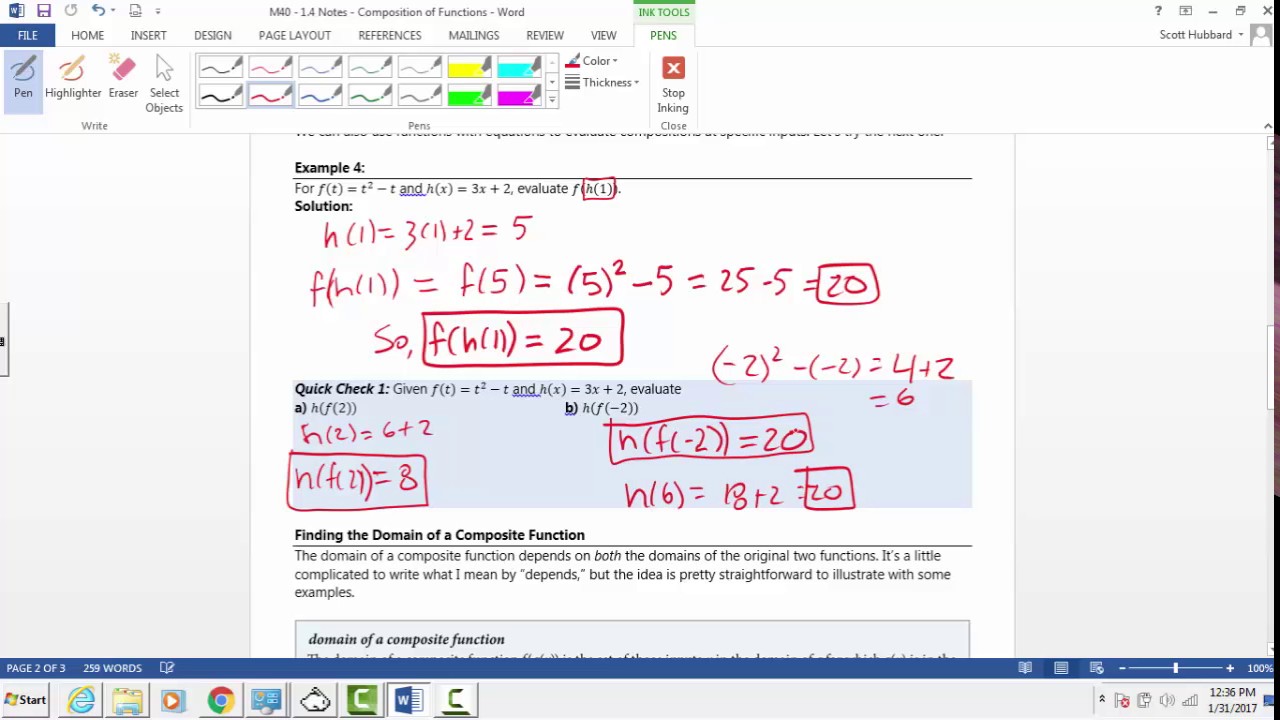 LMC Math 40 - 1.4: Composition of Functions - YouTube