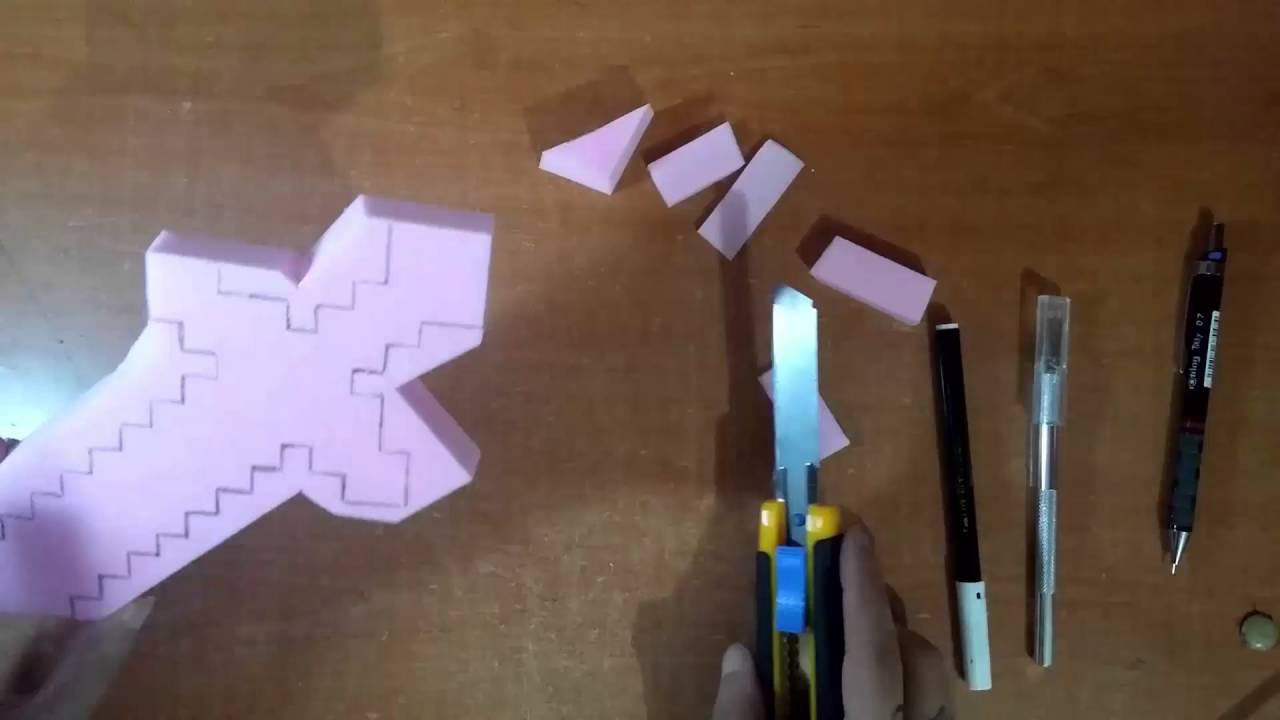 How to make styrofoam Diamond Sword Tutorial - YouTube