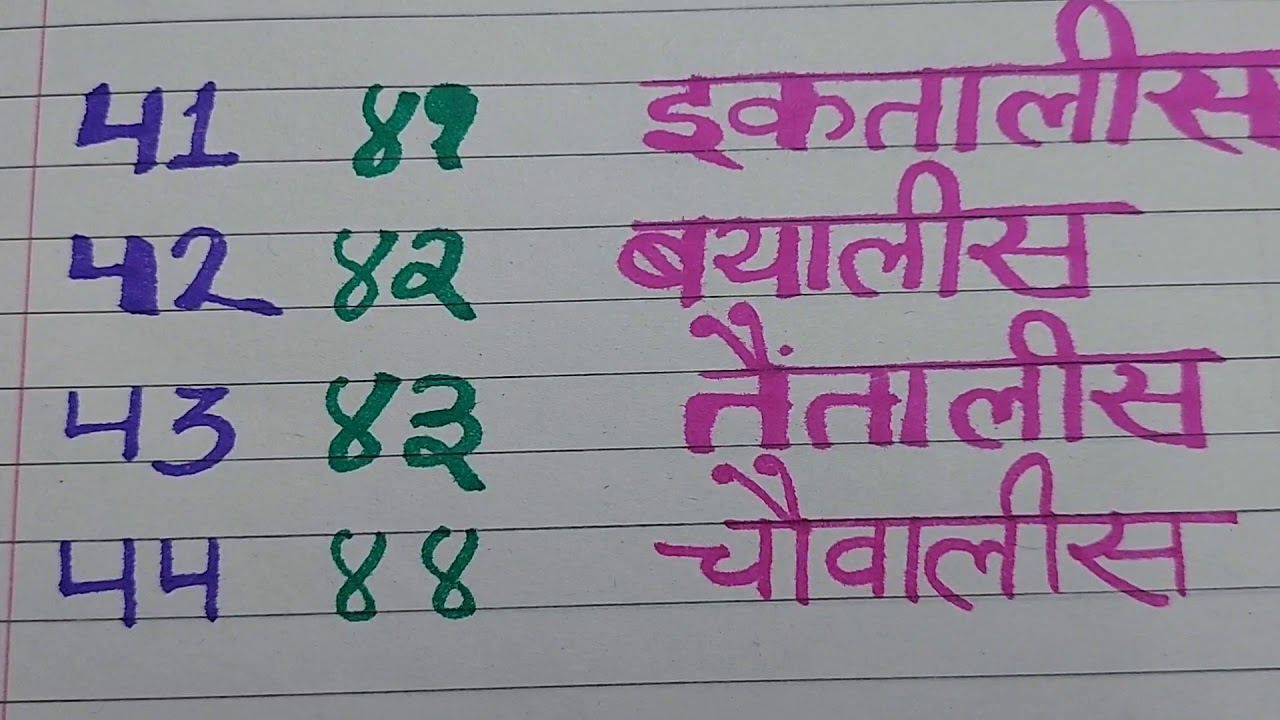Hindi Numbers 41 To 50 YouTube hindi-numbers-41-to-50-youtube