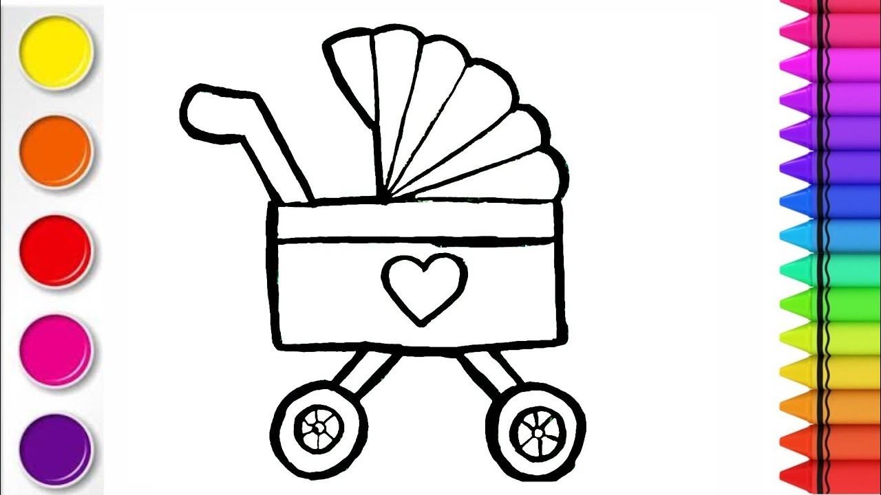 How to draw a baby pram easy - YouTube