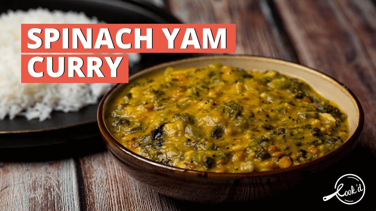 Spinach Yam Curry Recipe | Kanda Bachali Kura | Andhra Spinach Yam ...