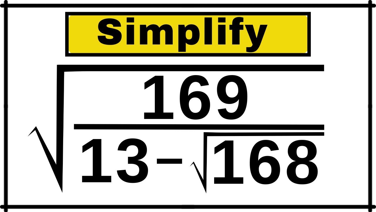 Germany | A Nice Square Root Algebra Problem |Olympiad Math Question | √169/13–√169 - YouTube