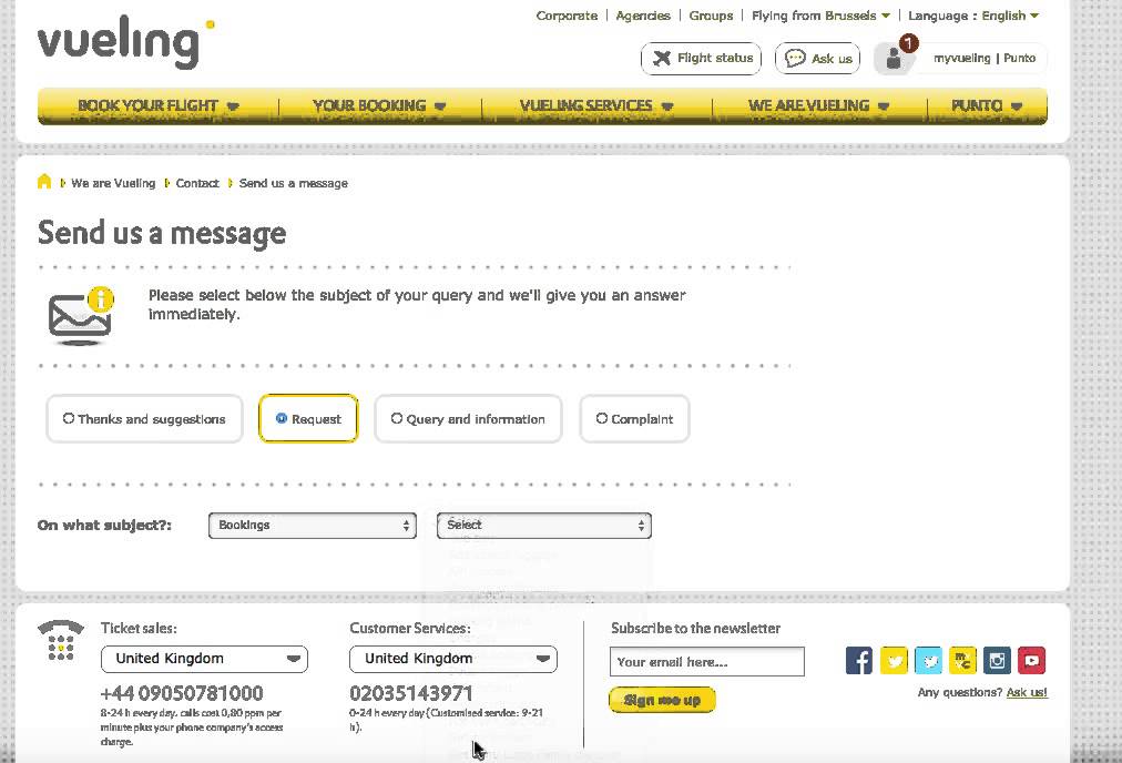 how to send a message to Vueling airlines - YouTube