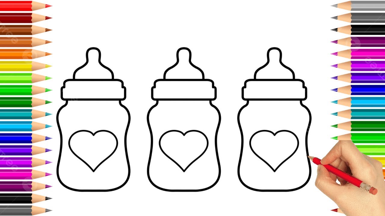 How to Draw a Baby Bottle 🍼 Drawing For kids | How to Draw Baby Bottle ...