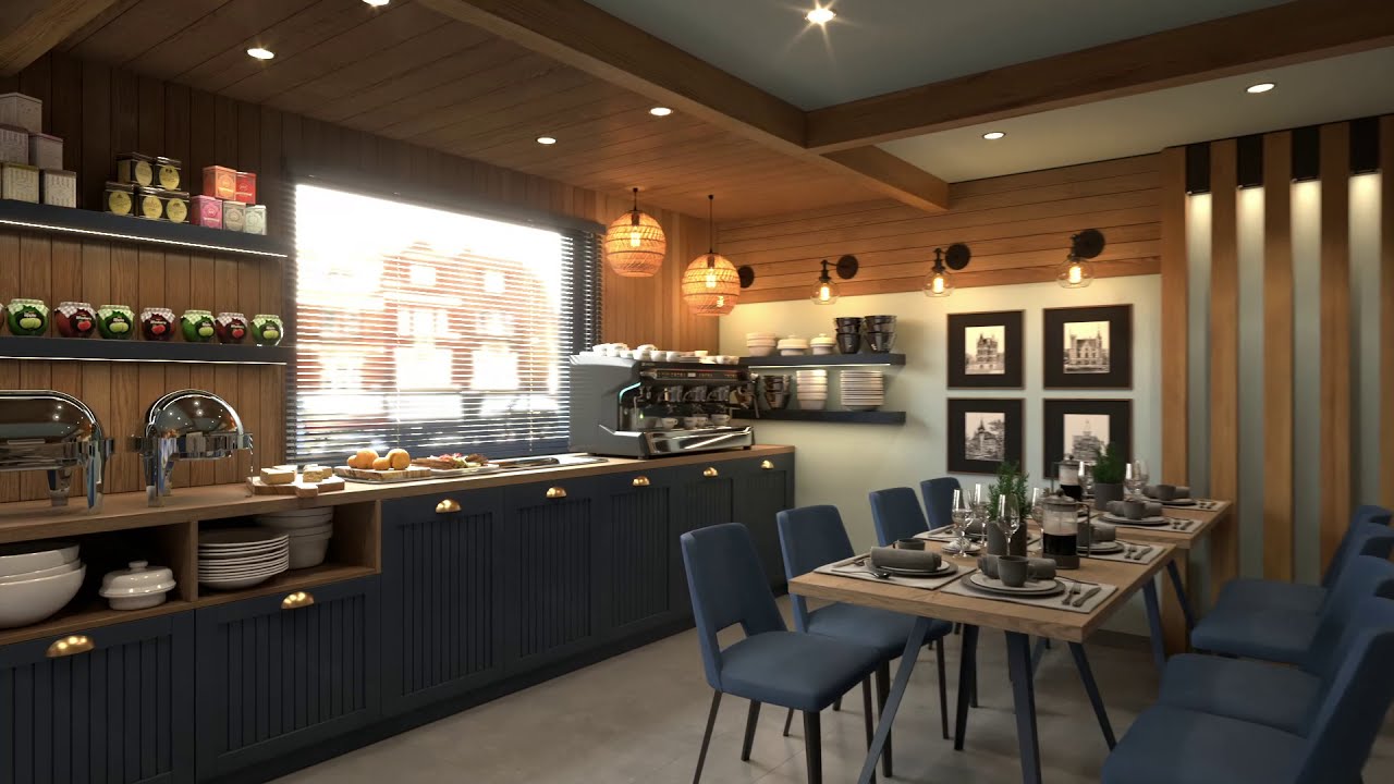 3d Hotel Breakfast Area - Architectural Animation - YouTube
