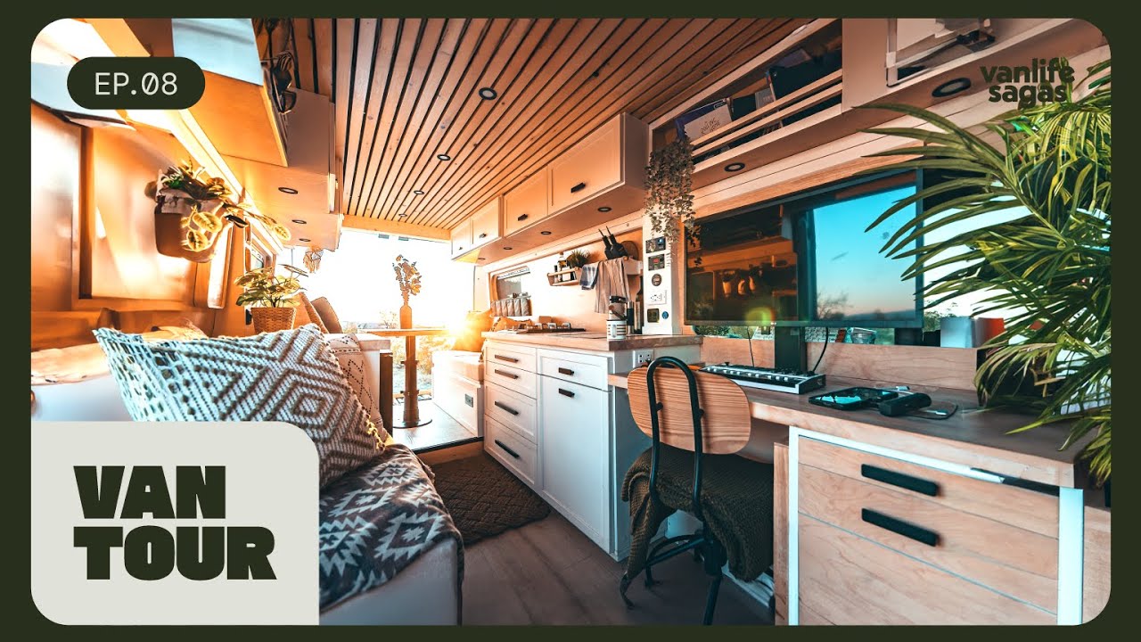 VAN TOUR | Self-converted MOBILE OFFICE Built for Adventure - YouTube