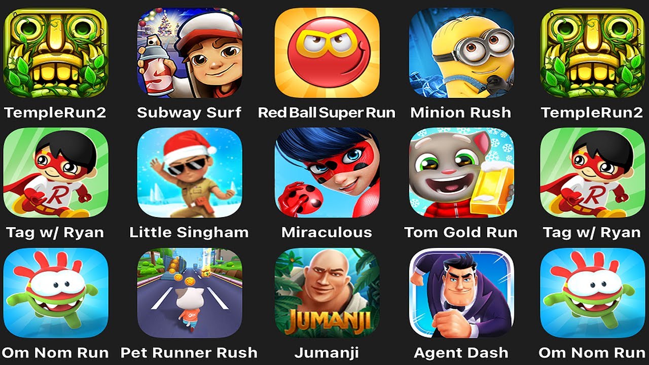 Temple Run 2,Subway Surfers,Red Ball Super Run,Minion Rush,Tag with ...