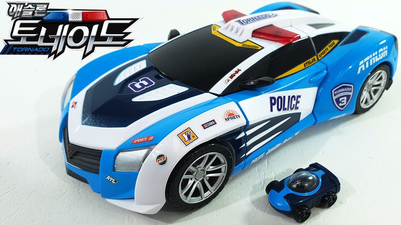 또봇 애슬론 토네이도 경찰차 변신 로봇 마인드코어 장착! Tobot Athlone Tornado Police Car ...