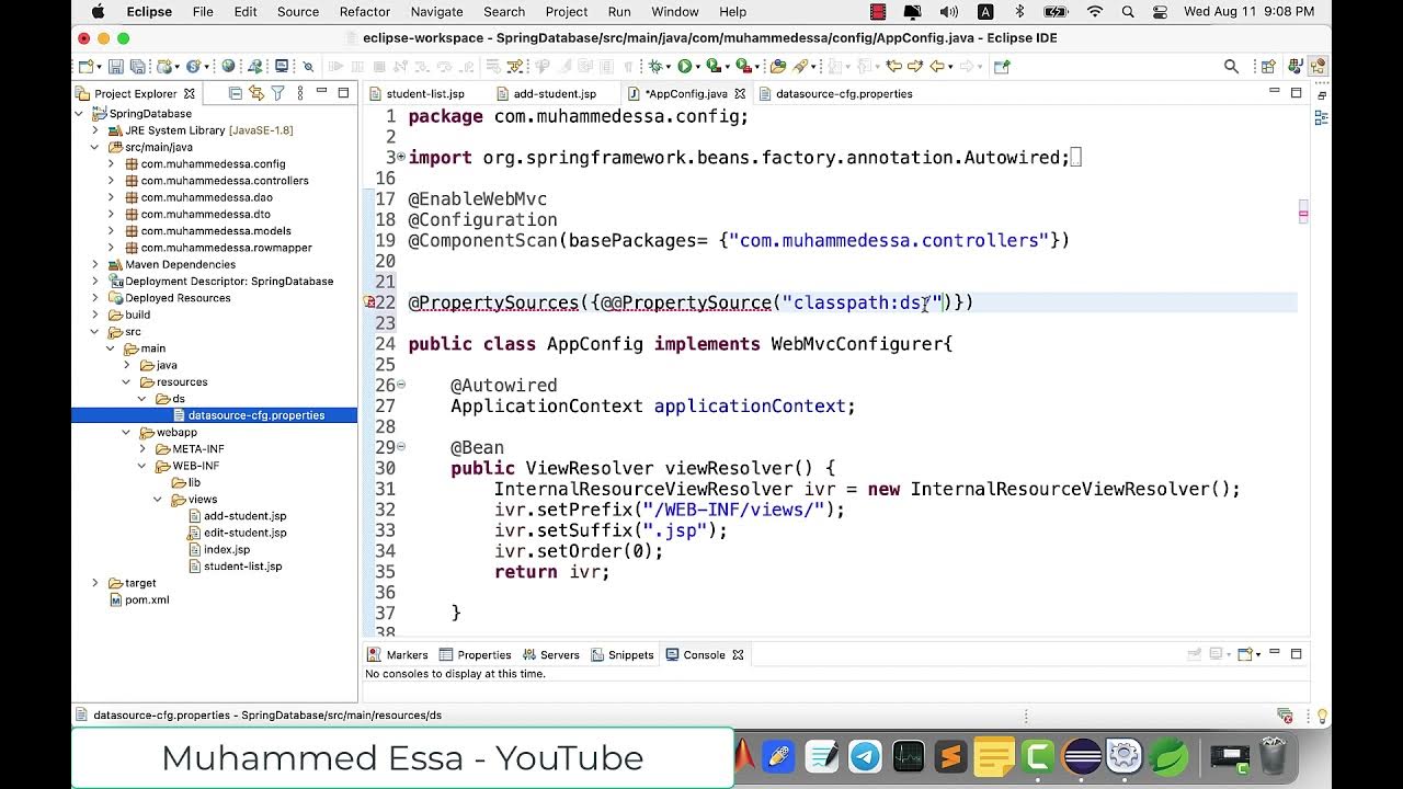 29 JAVA Spring MVC Properties File via PropertySource annotation - YouTube