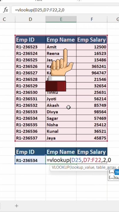 Advanced Vlookup Formula Hacks 🤔🤔🤔🤔 | Advanced Excel tips and tricks 👍👍👍👍 #shorts #vlookup # ...