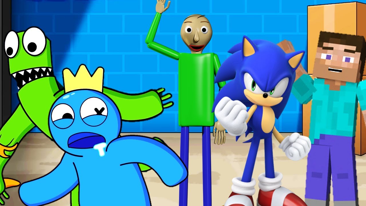 Rainbow Friends Vs Sonic, Baldi and Minecraft Steve?! Animation by ...
