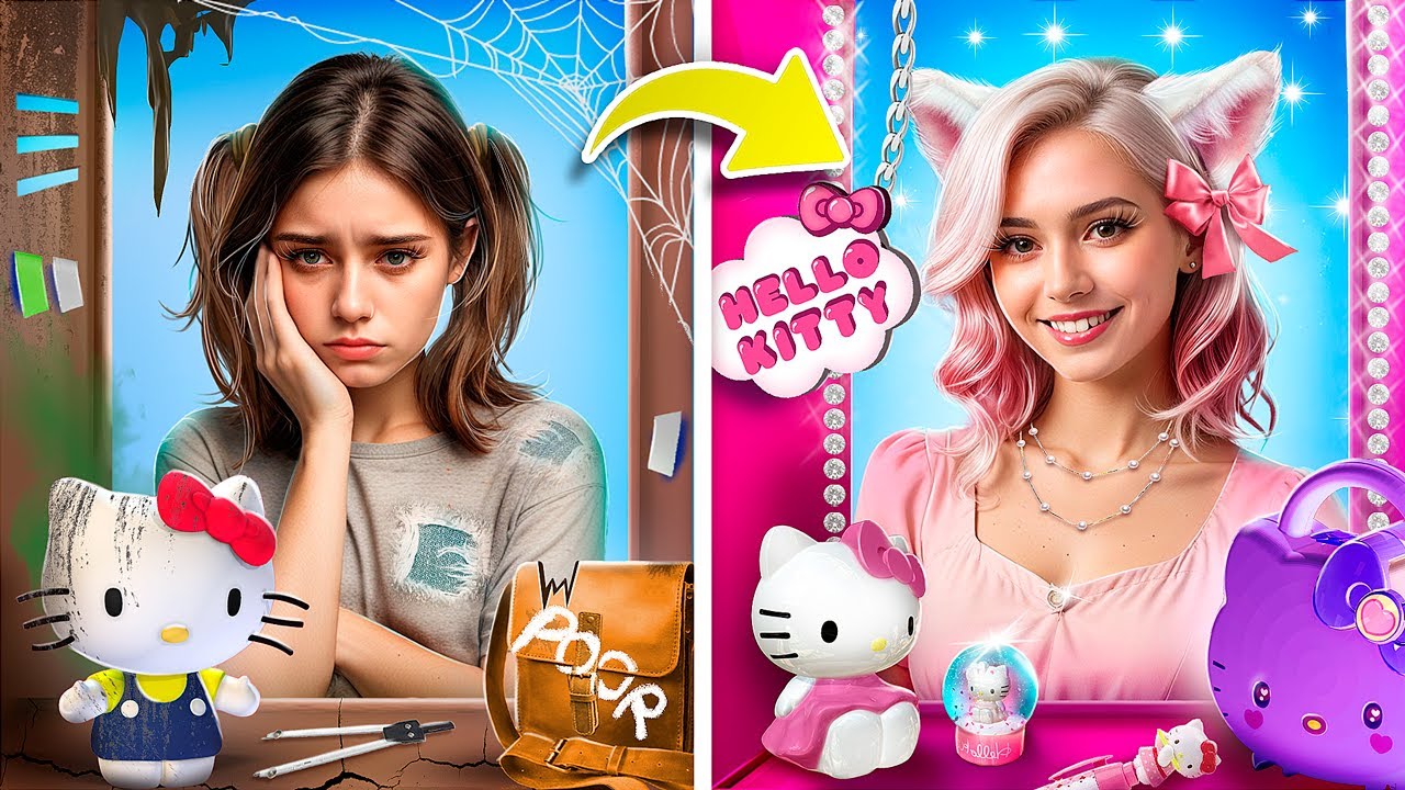 From Nerd To Hello Kitty! Extreme Makeover with Gadgets from Tik Tok ...