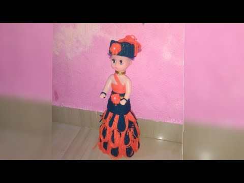#ulan craft #woolen beautiful doll dress decoration (उलन पासून बनवा ...