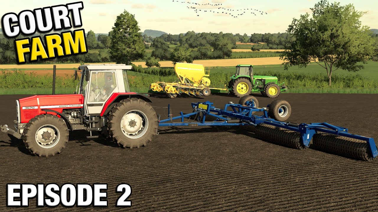 FIRST FIELD IS DRILLED + START MOWING Court Farm Country Park FS22 Ep 2 ...