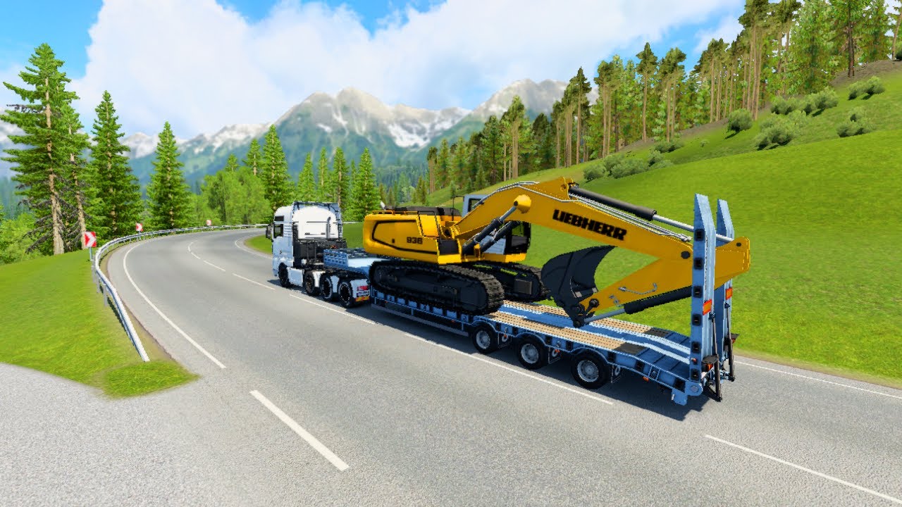 Driving Through Austrian Mountains | Transporting Liebherr R996 | Euro ...