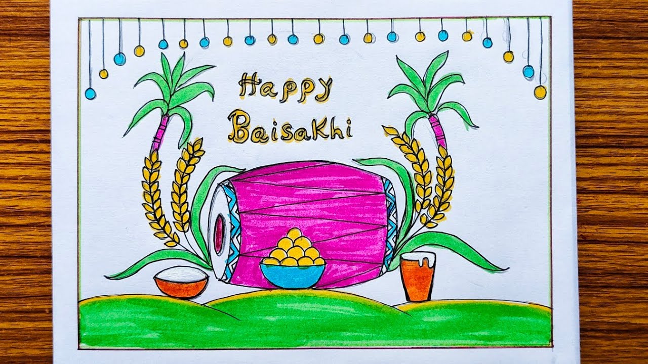 Happy Baisakhi Drawing Easy | How to draw Baisakhi Poster | Baisakhi ...