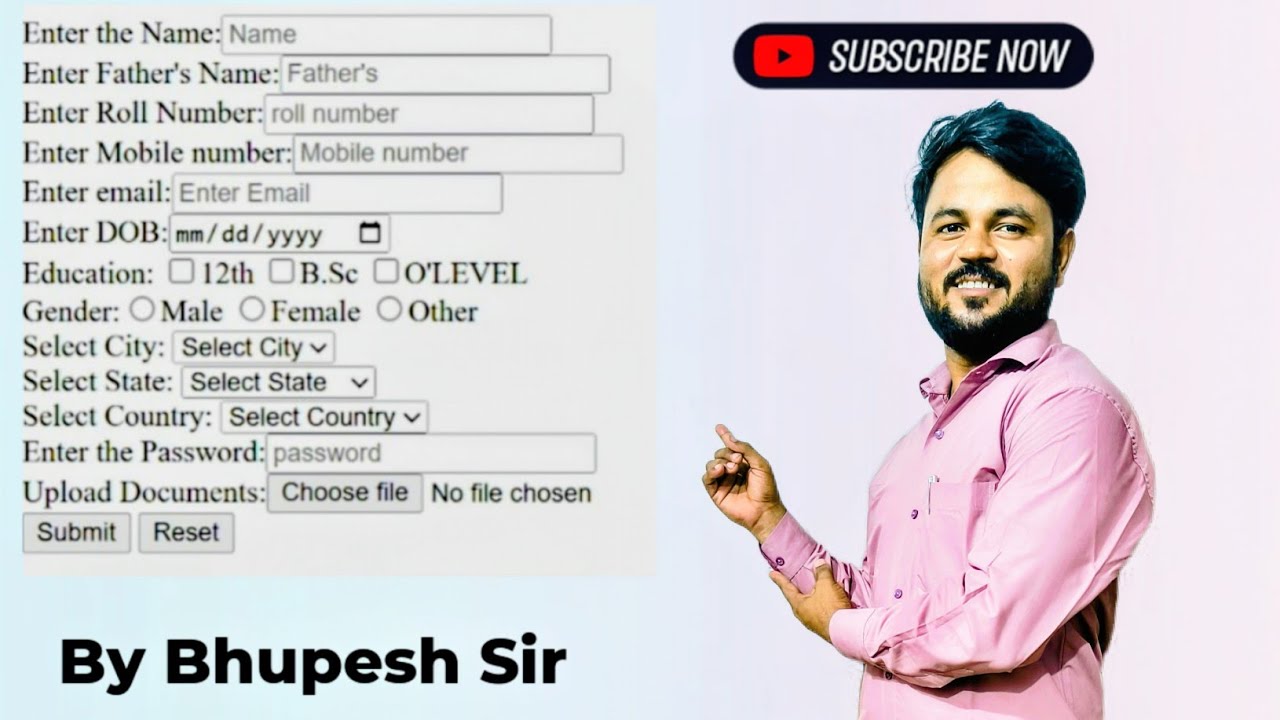 Create html form | create drop-down list in html - YouTube