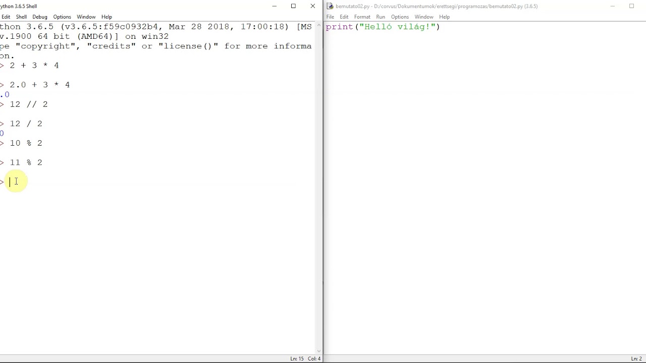 Python műveletek, műveleti sorrend - YouTube