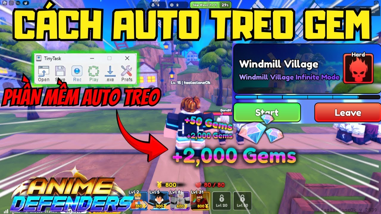Hướng Dẫn Auto Treo Gem Siêu Đơn Giản Trong Anime Defenders || ROBLOX ...