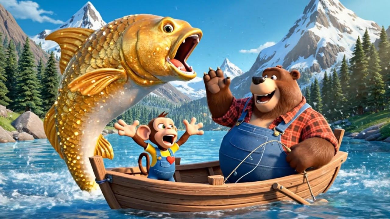 Baby Monkey and Brown Bear Go Fishing – A Day by the Stream | Kids ...