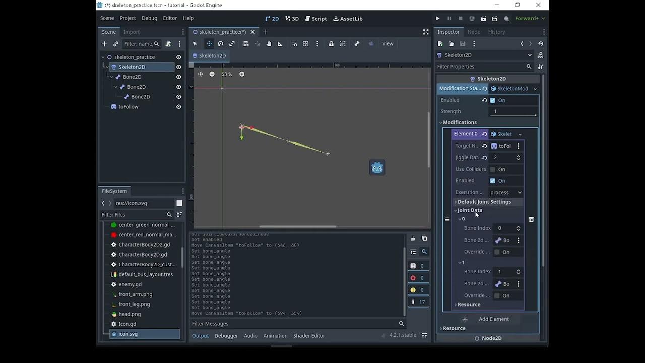 Godot skeleton2d modifications part 2 | bone2d | #godot - YouTube
